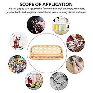 Lurrose Floating Display Shelf Wall Hanging Shelf Rattan Floating Shelves Wall Mount Bathroom Shelves Magazine Wall Rack Storage Basket for Farmhouse Kitchen Bathroom Rattan Wall Basket