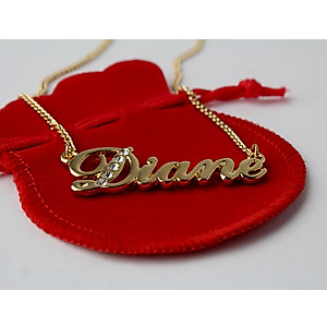 Zacria Diane Name Necklace 18K Gold Plated Personalized Dainty Necklace - Jewelry Gift Women, Girlfriend, Mother, Sister, Friend, Gift Bag & Box