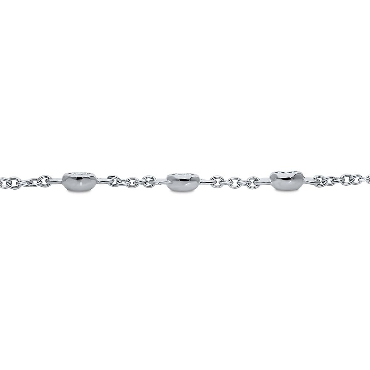 BERRICLE Sterling Silver Cubic Zirconia CZ by the Yard Station Bracelet for Women, Rhodium Plated