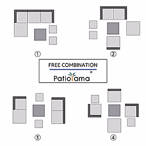 Patiorama 7 Pieces Outdoor Patio Furniture Set, Outdoor Sectional Conversation Set, All Weather Grey Wicker Rattan Sofa Set, W/Glass Table, Two Assembled Ottomans, Light Grey Cushions