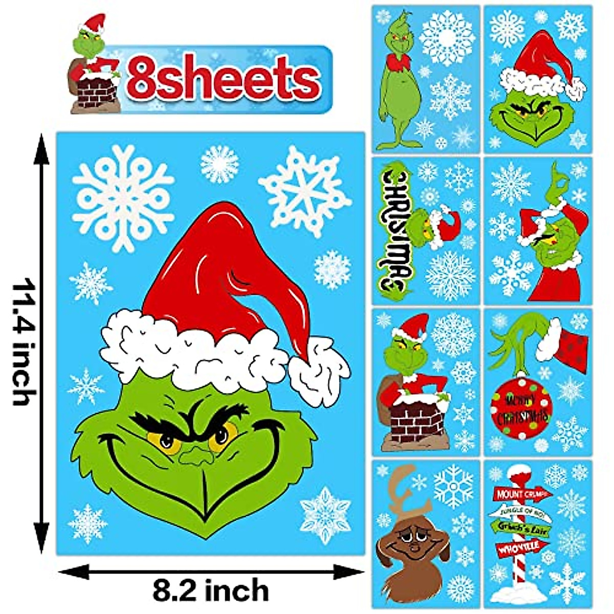 Christmas Window Clings Christmas Window Clings 8Sheet Christmas Decorations Christmas Window Sticker Christmas Window Decals Christmas Window stickers Home School Office Christmas Party Supplies