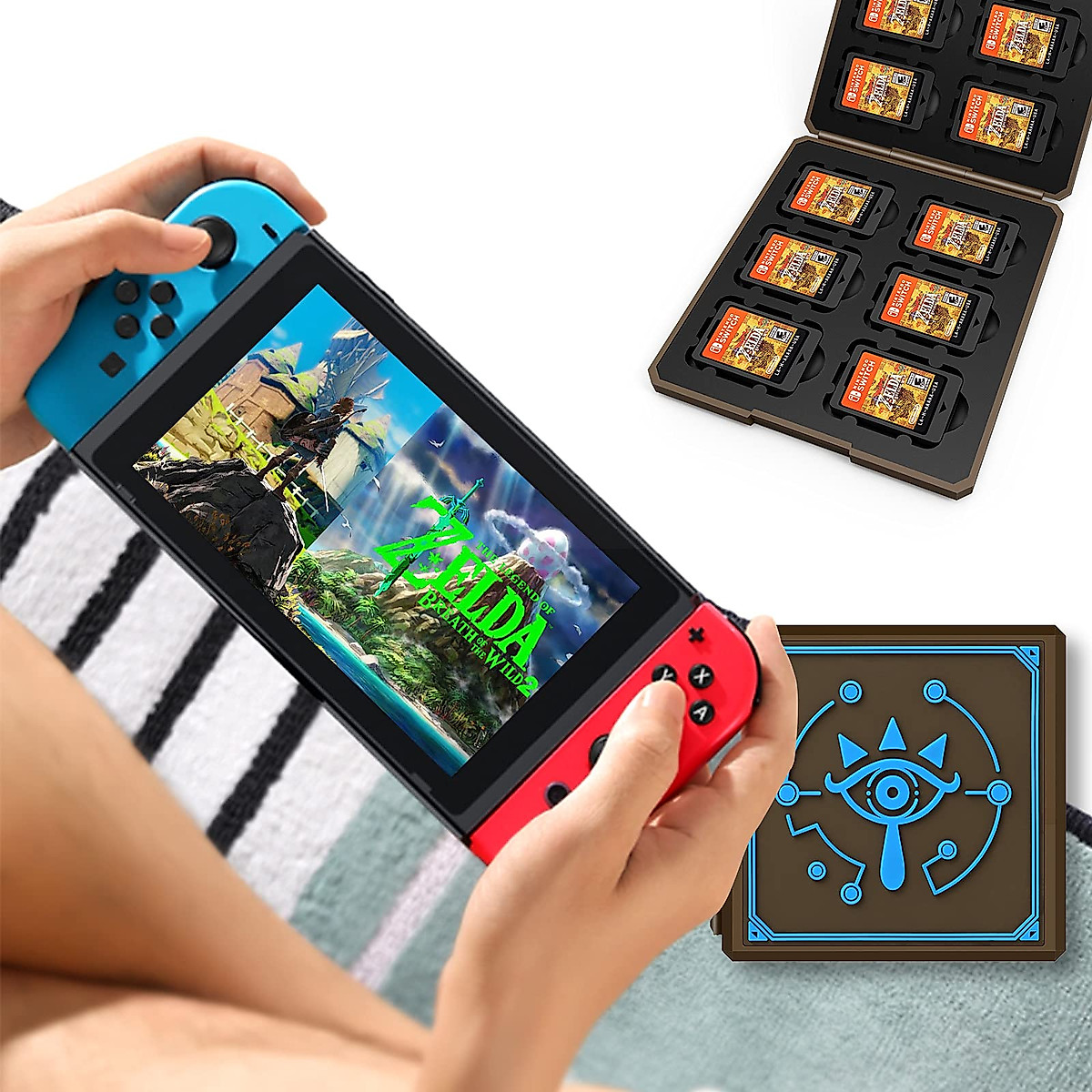 UFOPETIE Game Case Storage for Switch Game Cards Zleda Games Cube up to 12 Games,Foldable Nintendo Switch Game Card Case Cube Nintendo Switch Game Storage,for Zleda Switch Accessories-Eye