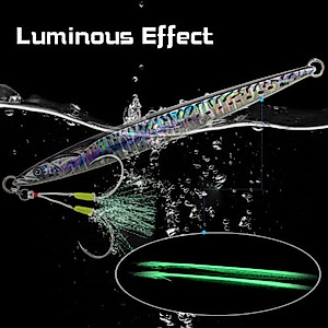 Gefischtter Fishing Jigs Vertical Saltwater Jigs Metal Jigging Spoon Slow Jigging Pitching Fishing Lures with Assist Hooks for Tuna,Bass,Dogtooth,Grouper/200g (Sliver 6.35oz)