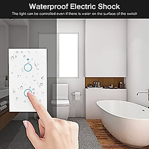 Smartyuns WiFi Smart Wall Light Switch White, Tempered Glass Panel Touch Light Switch 2 Gang Switch for 1 Gang Wall Box, Timer Function, Wireless Lighting Control (2 Gang Light Switch White)