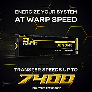 Fantom Drives VENOM8 2TB SSD NVMe Gen 4 M.2 2280 for PS5 Storage Expansion, Gaming PC & Laptops - Up to 7400MB/s - 3D NAND TLC 2TB M.2 (VM8X20)