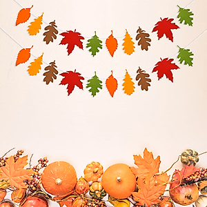 VILIFEVER Felt Fall Maple Leaves Garland Banner for Fall Thanksgiving Mantle Decorations, Autumn Home Farmhouse Decor Maple Leaf Hanging Streamer for Fall Wedding Birthday Party Supplies