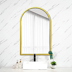 ZMYCZ Arched Wall Mirror, Gold Arch Mirror, Bathroom Wall Mounted Mirror, Arched Top Mirror, Vanity Window Mirrors for Wall, Makeup Mirror with Metal Frame for Living Room, Bedroom, Entryway(24"x38")