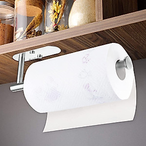 Paper Towel Holder, Drilling Under Cabinet Kitchen, 13.2 inch Stainless Steel Paper Towel Roll Rack, Towel Roll Hanger for Bathroom (Silver)