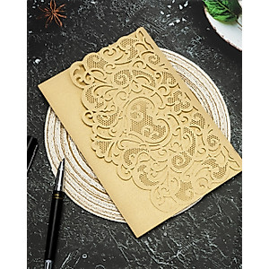 STAWINK Wedding Card for Bride and Groom, Dark Gold 3D Pop up Wedding Card with Envelope and 2 Inside Pages, Wedding Shower Card, for Greeting/Anniversary/Wedding/Valentine/Engagement