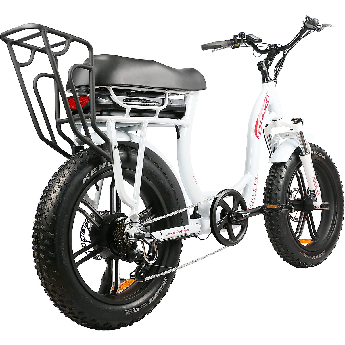 DJ Super Bike Step Thru 750W 48V 13Ah Power Electric Bicycle, Pearl White, LED Bike Light, Suspension Fork and Shimano Gear