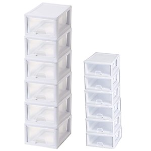 Sterilite 16 Quart Clear Plastic Stacking Storage Drawer Container Box (6 Pack) + 6 Quart Storage Drawer Container Box (6 Pack)