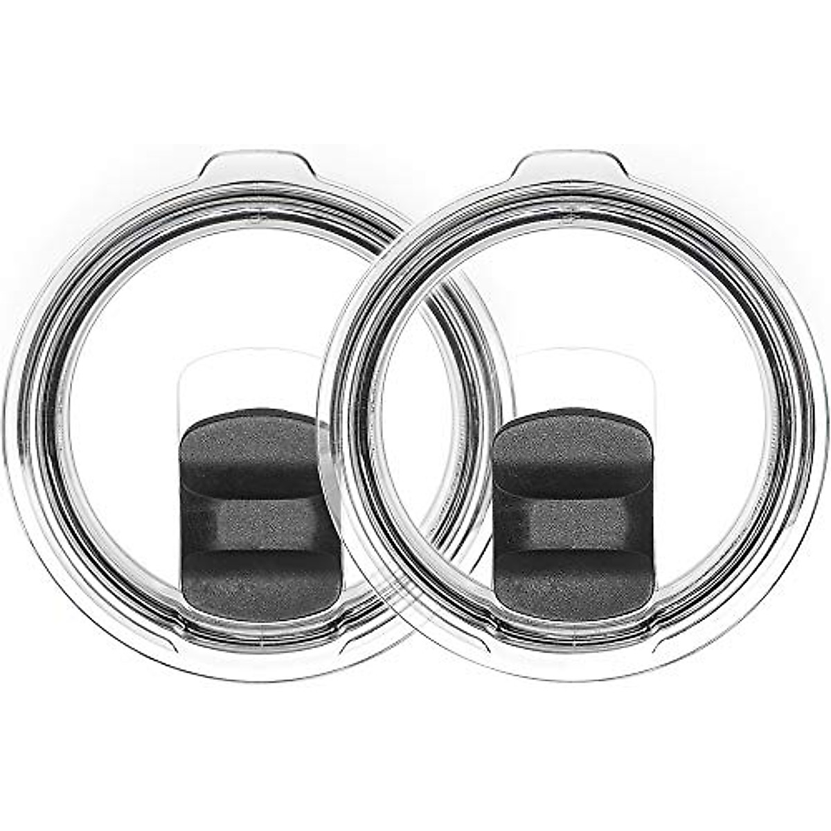 Magnetic Lid for 30 oz Tumbler - Compatible with YETI Rambler, Ozark Trail, Old Style Rtic and More, Magnetic Slider Switch Spill Proof Tumbler Cover (Pack of 2 Black)