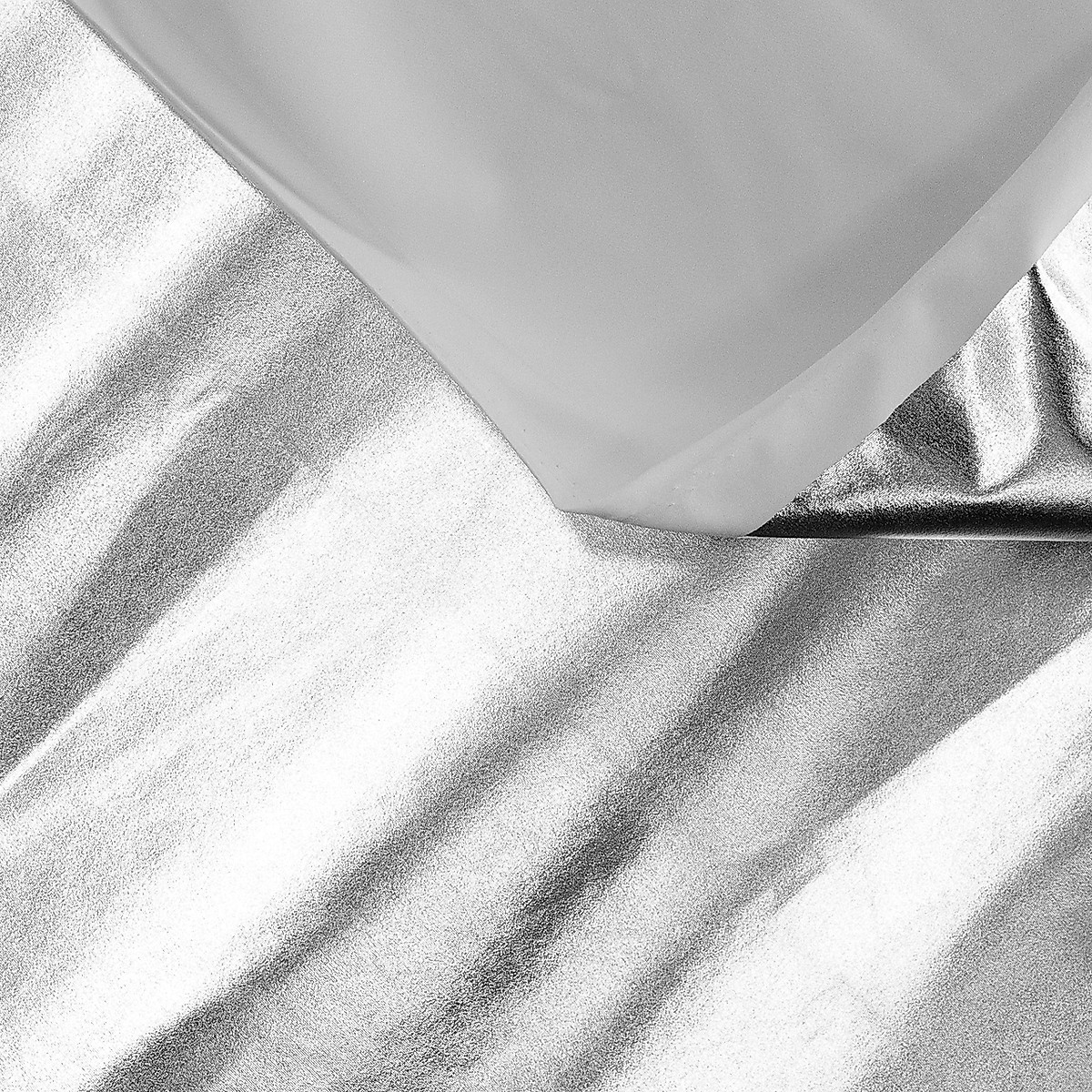 FabricLA | Silver Polyester Fabric | Metallic Foil Lame Spandex Material | 4-Way Stretch Knit Fabric | 60" Inches Wide | Polyester Fabric by The Yard for Dancewear, Costumes & Decoration - 1 Yard