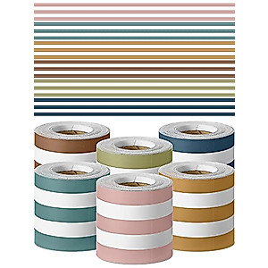 6 Rolls 196.8 ft Fall Bulletin Board Borders Thanksgiving Autumn Pumpkin Maple Leaf Mushroom Border Classroom Bulletin Trim Border for School Chalkboard Decor Office Party (Line)