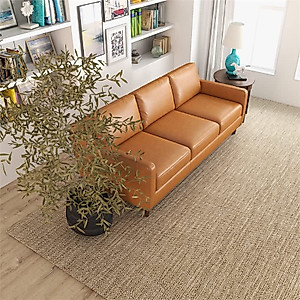 ASHCROFT Madison Mid Century Modern Furniture Genuine Leather Couches in Cognac Tan