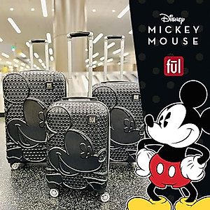 FUL Disney Mickey Mouse 21 Inch Carry On Luggage, Hardshell Rolling Suitcase with Spinner Wheels, Black