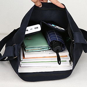 Covelin Women's Retro Large Size Canvas Shoulder Bag Hobo Crossbody Handbag Casual Tote Dark Sea Green