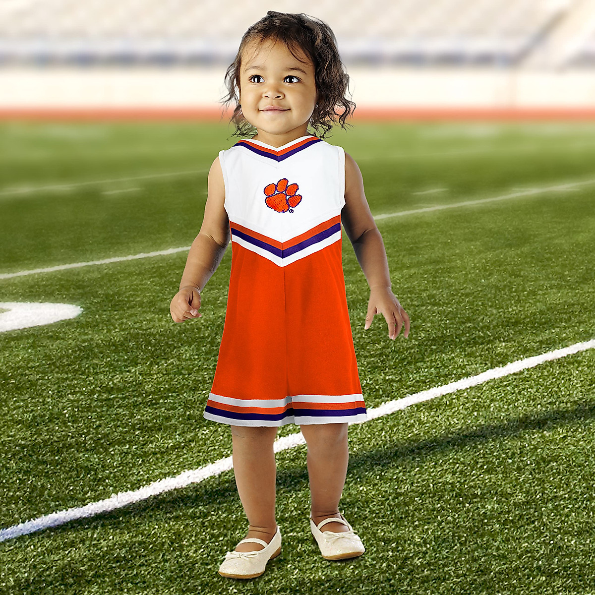 Little King NCAA Toddler/Youth Girls Team Cheer Jumper Dress-Clemson-4T