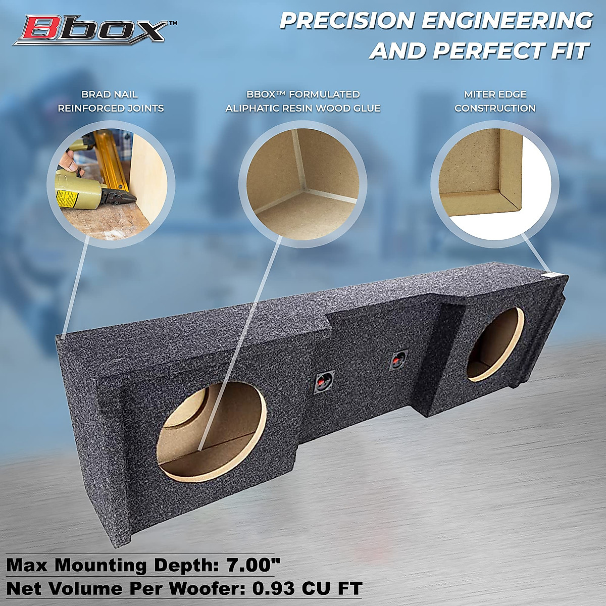 Bbox Dual Sealed 10 Inch Subwoofer Enclosure - Accu-Tuned Subwoofer Box Improves Audio Quality, Sound & Bass - Fits 1999-2007 Chevrolet/GMC Silverado/Sierra Extended Cab,Charcoal