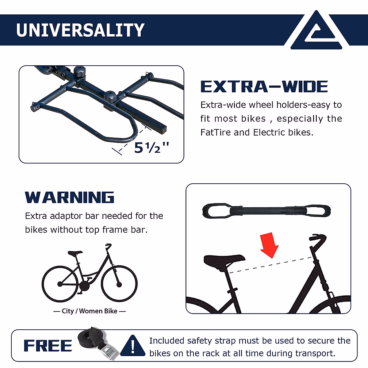 Leader Accessories 2-Bike Platform Style Hitch Mount Bike Rack, Tray Style Bicycle Carrier Racks Foldable Rack for Cars, Trucks, SUV and Minivans with 2" Hitch Receiver