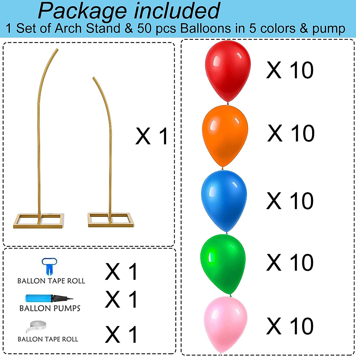 Metal Wedding Backdrop Stand | 6.8Ft & 8Ft Curved Top Wedding Arch Frame | Set of 2 Balloon Flower Backdrop Stands for Ceremony Birthday Baby Shower Anniversary Background Decoration