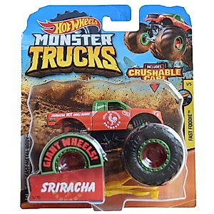 Hot Wheels Monster Trucks Sriracha, Crushable Car 1:64 Scale