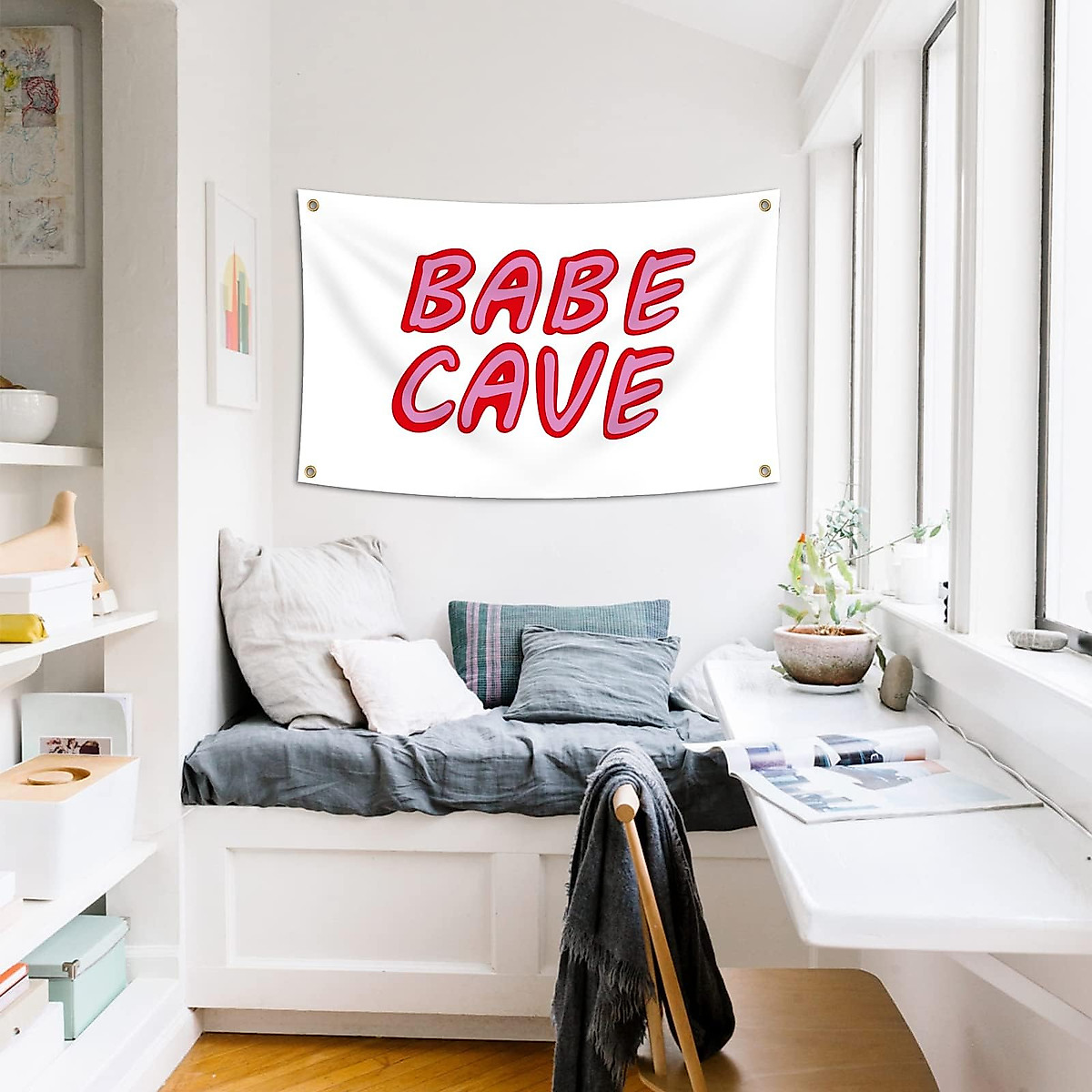 Babe Cave Flag 3x5 Feet Flag Funny Poster Durable Man Cave Wall Flag with 4 Brass Grommets This beautiful entertaining banner flag for College Dorm Room Decor,Outdoor, events, festivals..