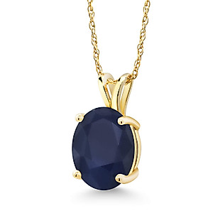 Gem Stone King 14K Yellow Gold 10X8MM Oval Gemstone Birthstone Pendant Necklace | Gold Necklace For Women | With 18 Inch Chain