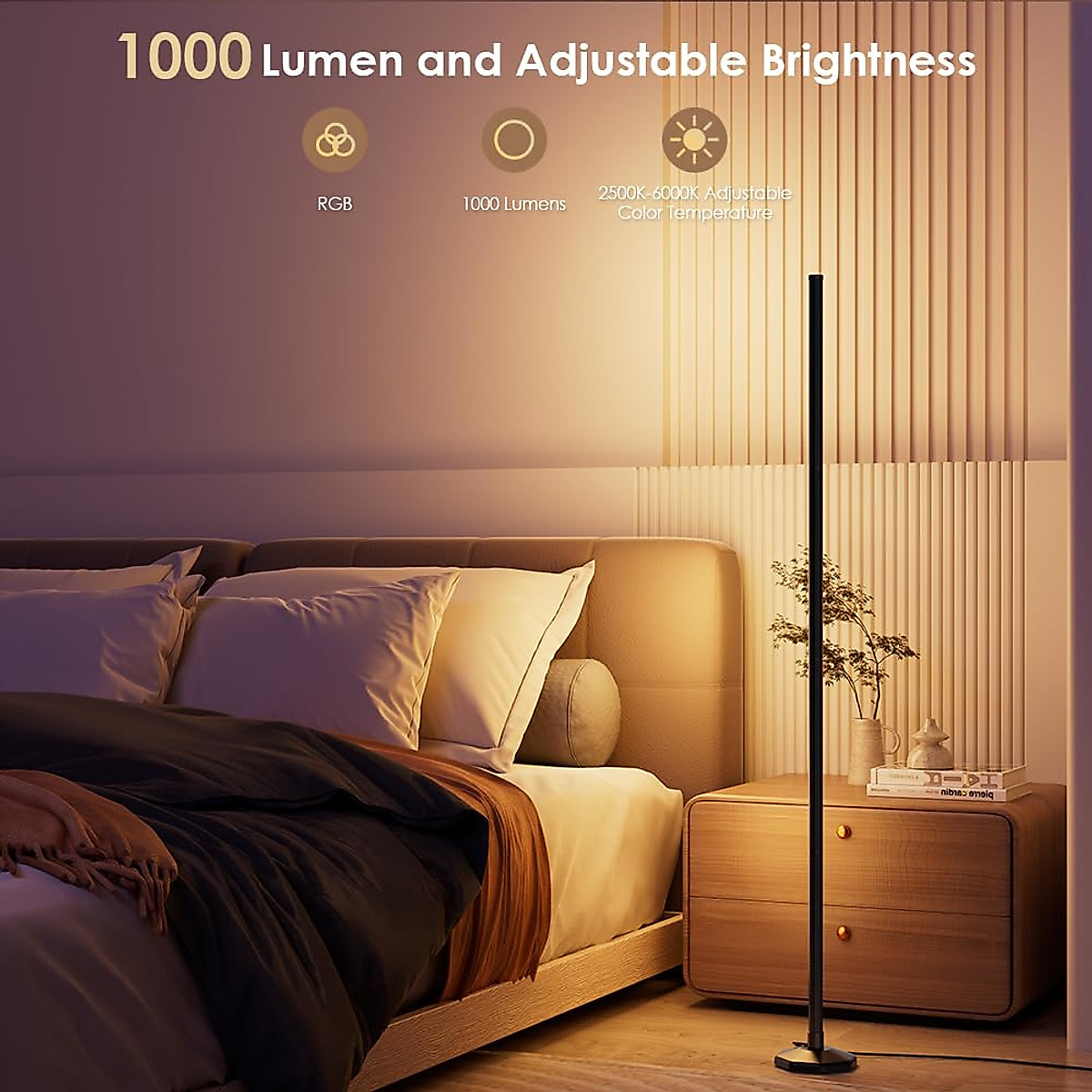 YIKBIK 2PCS RGB Floor Lamp, Bluetooth APP and Remote Control 65" Smart Modern Standing Lamp Music Sync 16 Million DIY Colors Changing LED Floor Lamp with Heavy Base for LivingRoom Bedroom GameRoom