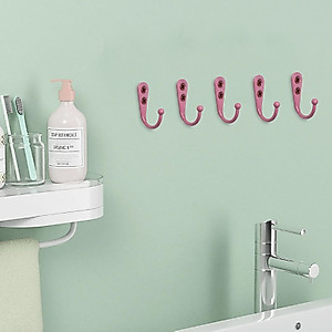 MY MIRONEY 10 Pack Pink Coat Hooks 1.73" x 0.51" Zinc Alloy Wall Mounted Hanger Hook Hardware Wall Hooks for Hanging Coat, Towel, Key, Hat, Cap, Cup