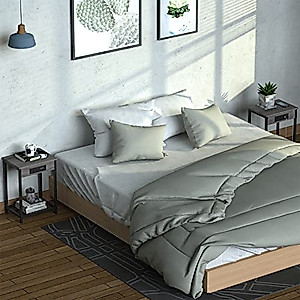 Nightstand with Charging Station Bedroom End Table Set of 2 Modern Side Table with USB Ports and outlets 2-Tier Dark Grey Bedside Table for Living Room Farmhouse Furniture