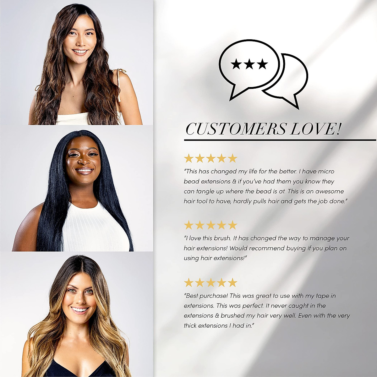 The Hair Shop Black Loop Brush - Salon Professional Grade with Matted Black and Ergonomic Design - Safe Detangler Tool for 100% Remy Human and Synthetic Hair Extensions and Wigs