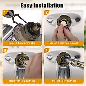 Hohean 8 Pack Dual Seal Cartridge Replacement Compatible with Moen 1225 1225B Cartridge, One Handle Kitchen and Bathroom Faucet Cartridge Fits Single Handle Faucet Showers, Brass