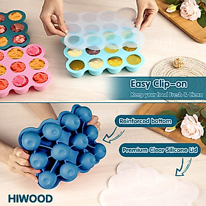 HIWOOD Baby Food Storage Container -12 x 1.5OZ Silicone Baby Food Freezer Tray with Silicone Lid, Baby Food Freezer Containers for Homemade Baby Food, Vegetables & Fruit Purees - Midnight Blue