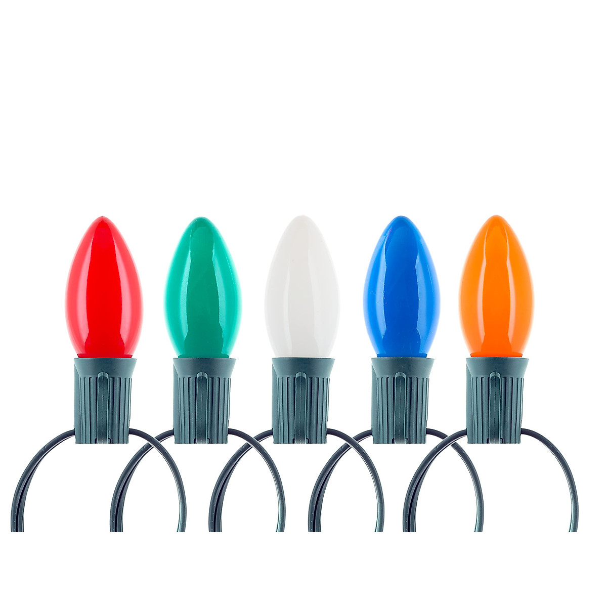 Box of 25 Light Bulbs - Opaque Yellow, Steady Burning, 7 Watt, C7 -E12 Candelabra Base -Great for Night Lights, Decorative Lights and Christmas Strings