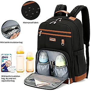 BILLITON MASHI Baby Diaper Bag Backpack for Mom, Travel Baby Bags for Boys Girls with Insulated Pocket Stroller Straps, Large Capacity, Black