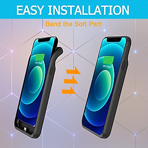 KCKEM Battery Case for iPhone 12 Mini, 6500mAh Ultra-Slim Portable Rechargeable Extended Battery Pack Charging Case, Compatible with iPhone 12 Mini (5.4 inch), Heavy Duty Protection, Black