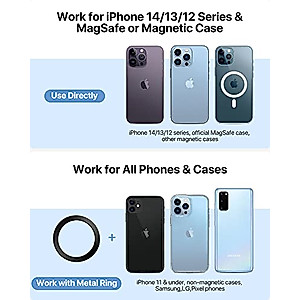 Miracase MagSafe Car Mount [16 Strongest Magnets] 2 in 1 Super Stable Dashboard & Air Vent Car Phone Mount Compatible with iPhone 14 13 12 Pro Max Plus Mini All Phones (Black)