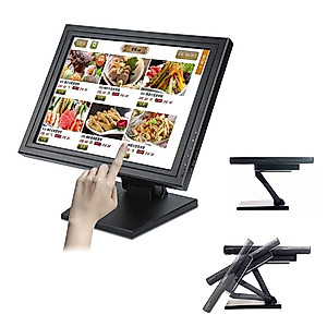 17 Inch Touch Screen Monitor Capacitive Multi-Touch Monitor with Multi-Position POS Stand for Office, POS, Retail, Restaurant, Bar, Gym, Warehouse