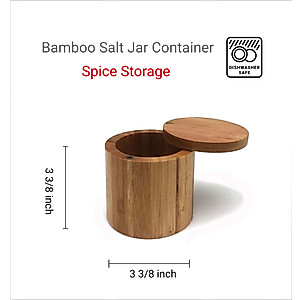 JapanBargain 4112, Bamboo Salt Boxes Spice Storage Containers With Magnetic Swivel Lid, 6 Ounce Capacity, One Pack