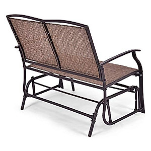 Wenst'sKufAN Patio Glider Chair, Outdoor Textilene Swing Glider Bench with Stable Steel Frame, Patio Swing Glider Bench for 2 Persons Rocking Chair, Idea for Outdoor Backyard,Beside Pool and Lawn