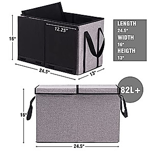 TECHMILLY Kids Toy Box Chest with Flip-Top Lid, Large Collapsible Sturdy Toy Organizer for Girls and Boys, Storage Trunk for Playroom, Nursery (82L, Grey)