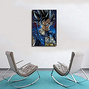 WENIN Goku and Vegeta Ultra Instinct Drawing Canvas Art Poster and Wall Art Picture Print Modern Family Bedroom Decor Posters