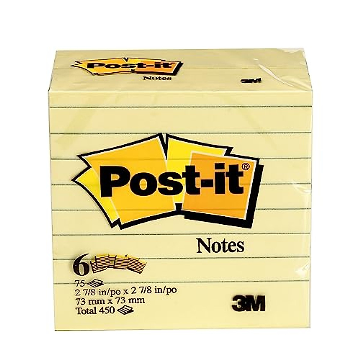 Post-it Notes 3x3 in, 6 Pads, America's’s #1 Favorite Sticky Notes, Canary Yellow, Clean Removal, Recyclable (5444)