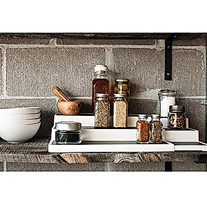 Madesmart Shelf Organizer Cabinet Collection, Fit Shelves, Soft-Grip Surface, Non-Slip Feet & BPA-Free, Large, White Expandable