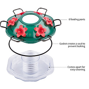 Billion Sky Hummingbird Feeder for Outdoors, Lantern Shaped Bottle, 6 Simulation Flowers Feeding Ports, 26 fl.oz, Hanging for Garden Yard, Rust Proof, Red(Ant Moat Included)