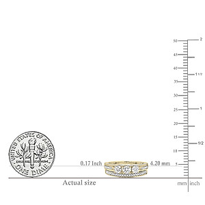 Dazzlingrock Collection 1.00 Carat (Cttw) 14K Round Diamond 3 Stone Engagement Ring Set 1 CT, Yellow Gold, Size 7.5