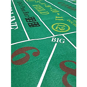 Cyber-Deals Craps & Texas Hold'em Poker Layout 2-Sided Reversible Premium Felt 6ft x 3ft with Authentic Las VegasNevada Casino Table-Played Dice & Cards, Plus Storage Pouch (Las Vegas Only)