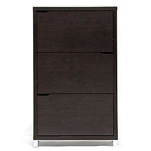 Baxton Studio Simms Modern Shoe Cabinet, Dark Brown