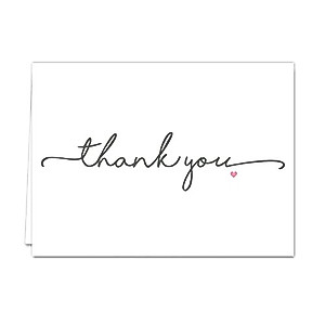 Thanks From The Heart Thank You Note Card Pack / 36 Thanks Greeting Cards With White Envelopes / 3 1/2" x 4 7/8" Generic Hearts Appreciation Blank Cards